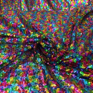 Rainbow Sequin Fabric by the Yard, Glitz Stretch Multicolor Sequins ...