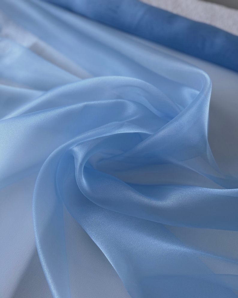 Baby Blue Crystal Organza Fabric by the Yard, Light Blue Organza Fabric ...