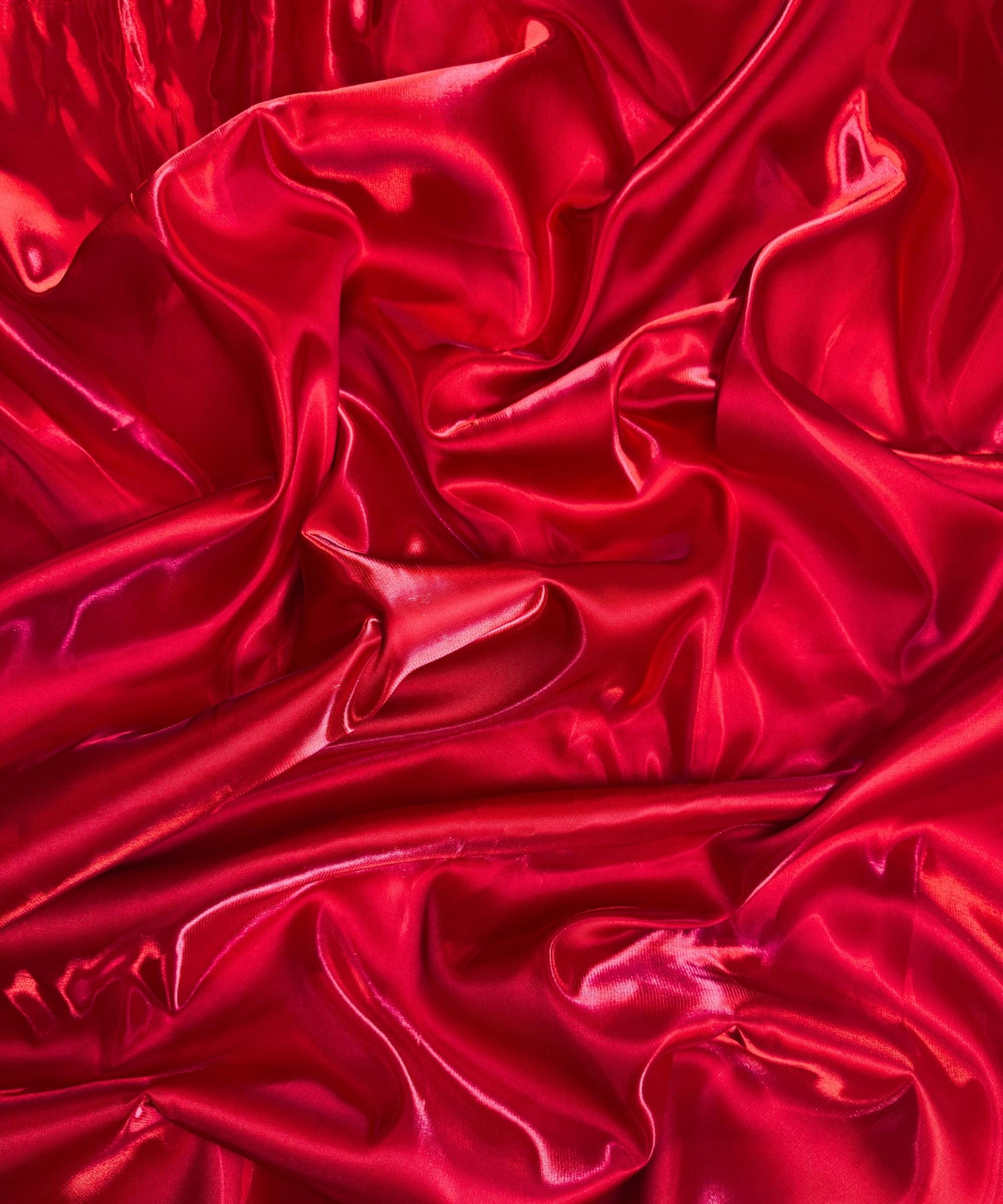 Red Liquid Satin Fabric by the Yard, Crystal Reflective Ultra Glossy ...