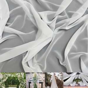 White Chiffon Fabric by the Yard, Premium Quality White Sheer Chiffon ...