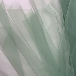 Sage Green Tulle Fabric by the Yard, Extra Soft and Matte Italian Tulle ...