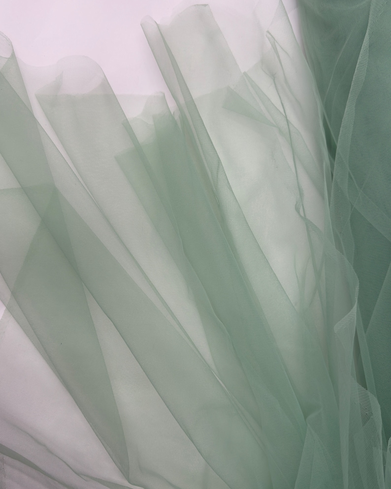 Sage Green Tulle Fabric by the Yard, Extra Soft and Matte Italian Tulle ...