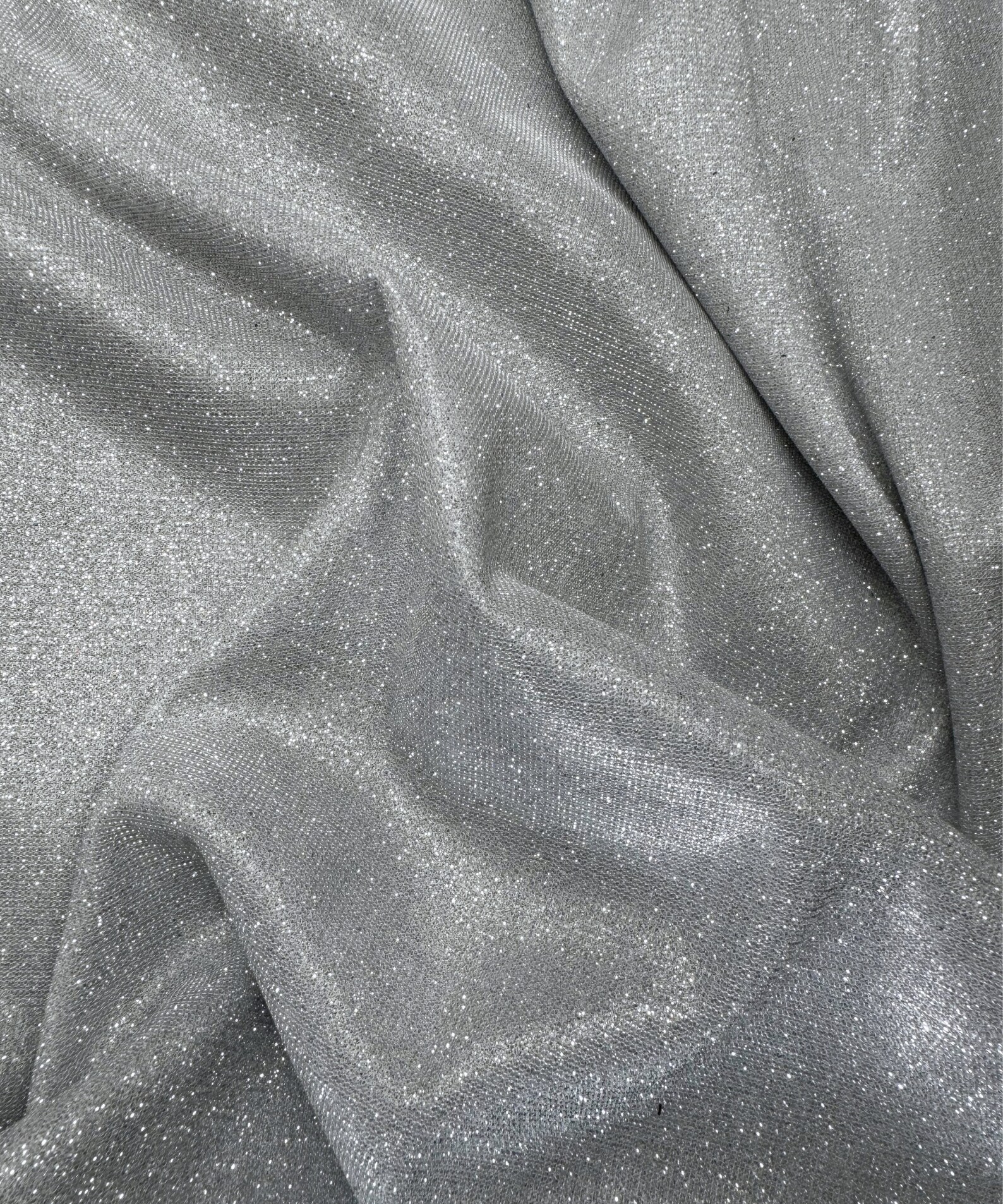 Light Silver Lurex Glitter Fabric, Gray Glitter Spandex Knit Fabric by ...