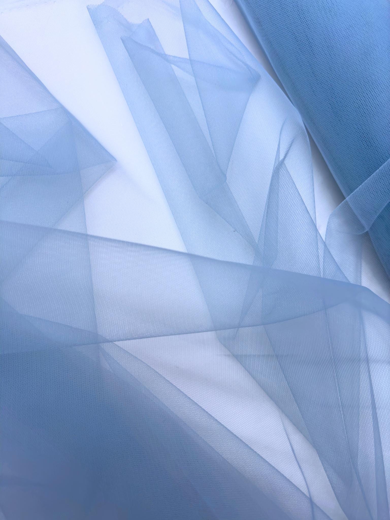 Light Blue Tulle Fabric by the Yard, Extra Soft and Matte Italian Tulle ...
