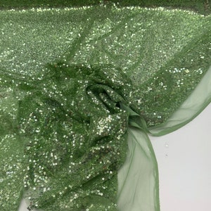 Sage Green Sequin Fabric by the Yard, Glitz Stretch Sage Green Sequins ...