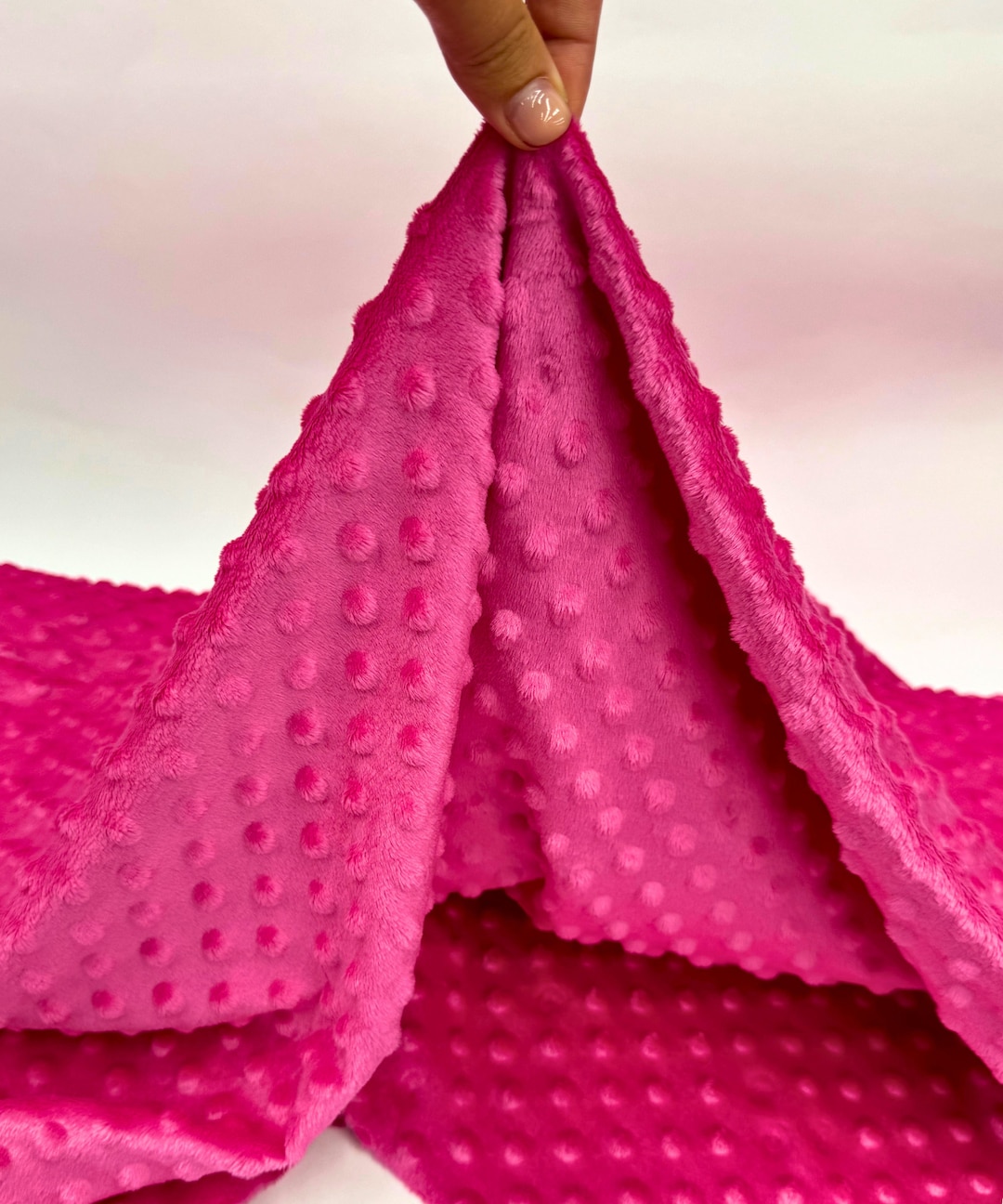 Hot Pink Minky Dot Fleece Fabric by the Yard, Dimple Dot Minkee Fabric ...