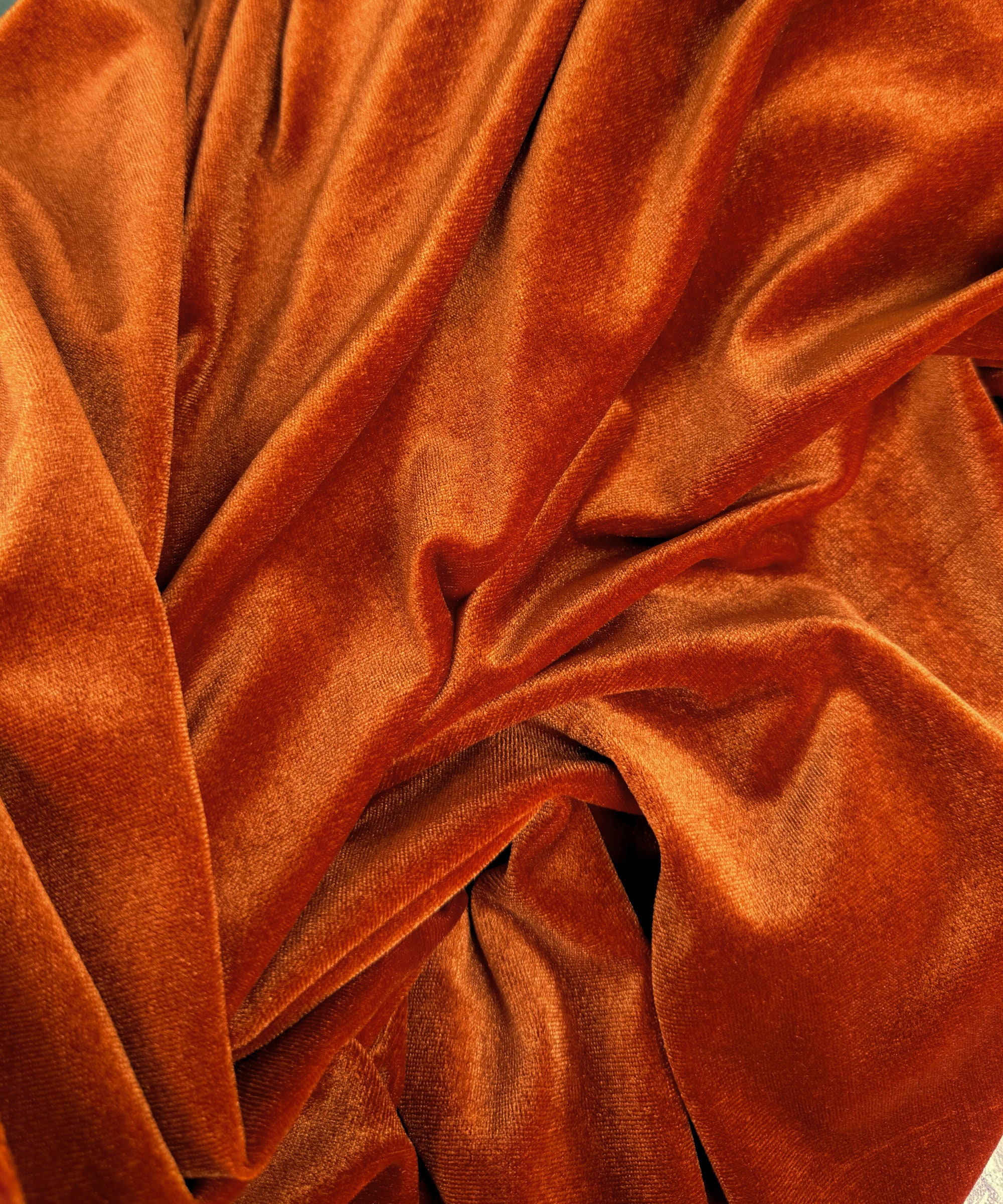 Burnt Orange Velvet Fabric, Stretch Velvet Fabric by the Yard, 4 Way ...