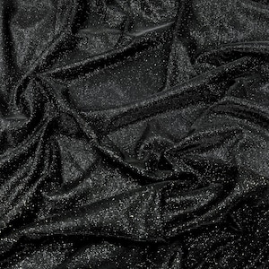 Black Lurex Glitter Fabric, Black Glitter Spandex Knit Fabric by the ...