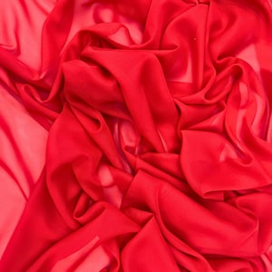 Red Chiffon Fabric by the Yard, High Quality Silky Chiffon, Light ...