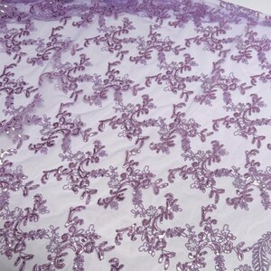 Lavender Floral Lace by the Yard, Embroidered Lavender Lace Fabric With ...