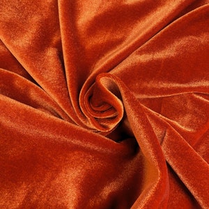 Burnt Orange Velvet Fabric, Stretch Velvet Fabric by the Yard, 4 Way ...