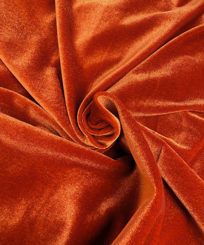 Burnt Orange Velvet Fabric, Stretch Velvet Fabric by the Yard, 4 Way ...