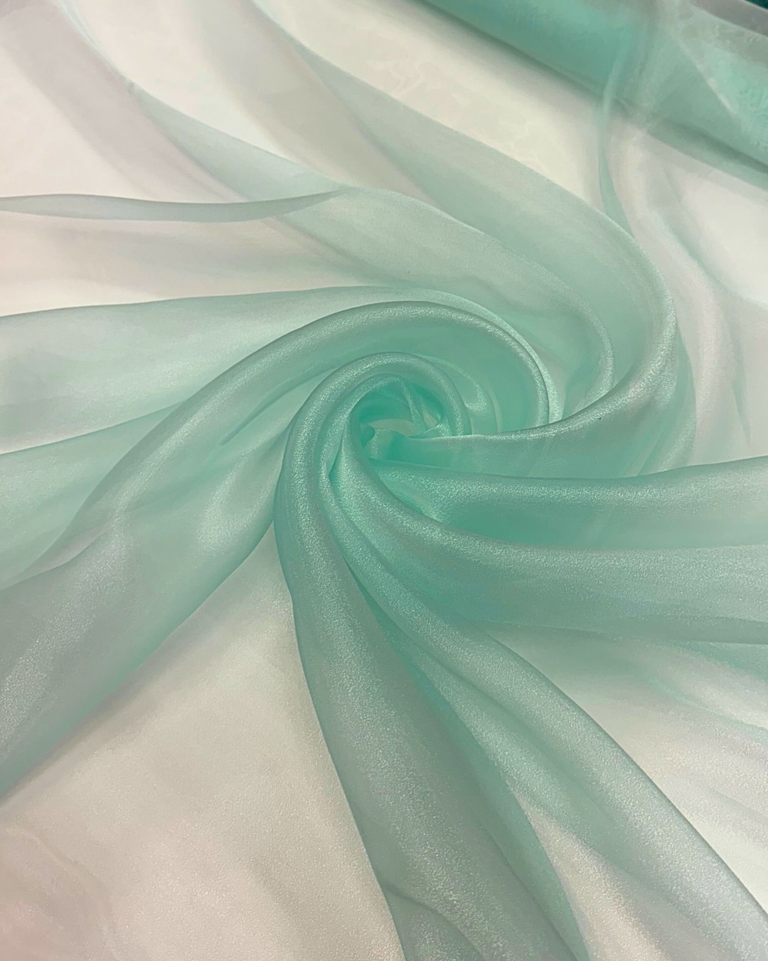Mint Organza Fabric by the Yard, Sea Green Crystal Organza Fabric, Mint ...