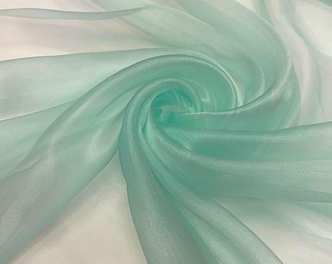 Mint Crystal Organza Fabric by the Yard, Green Organza, Light Green ...