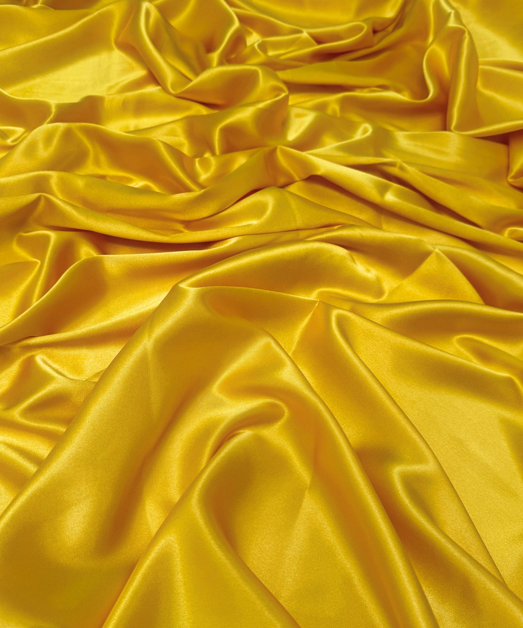 Yellow Silky Stretch Satin Fabric by the Yard, Yellow Stretch Charmeuse ...