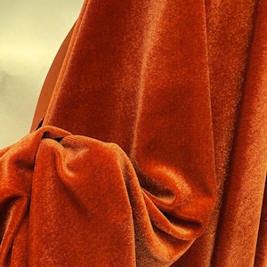 Burnt Orange Velvet Fabric, Stretch Velvet Fabric by the Yard, 4 Way ...