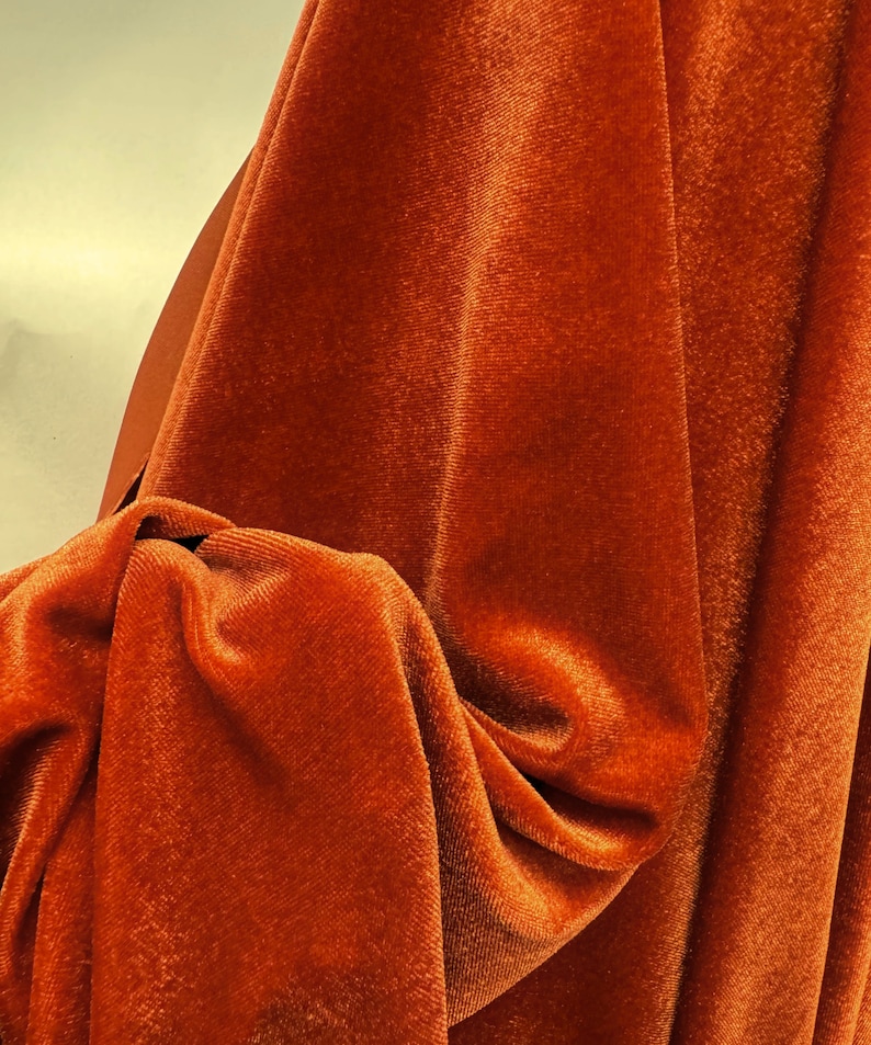 Burnt Orange Velvet Fabric, Stretch Velvet Fabric by the Yard, 4 Way ...