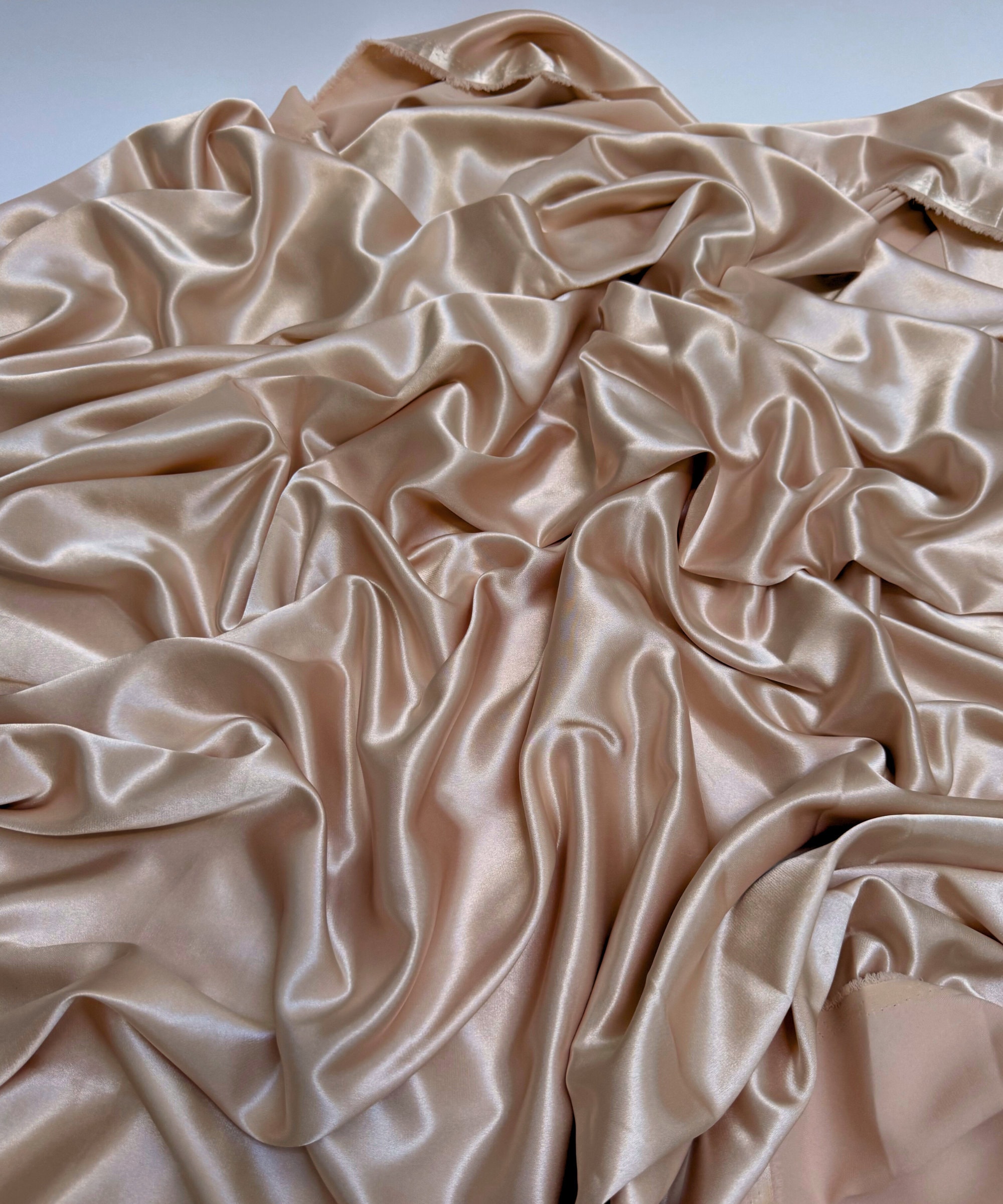 Nude Silky Stretch Satin Fabric by the Yard, Cream Nude Stretch Charmeuse Fabric for Wedding ...
