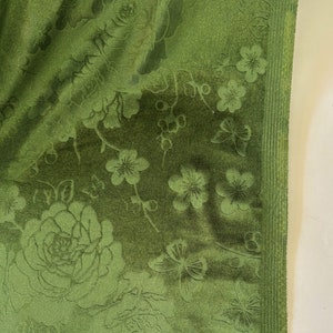 Olive Green Velvet Fabric, Stretch Floral Velvet Fabric by the Yard ...