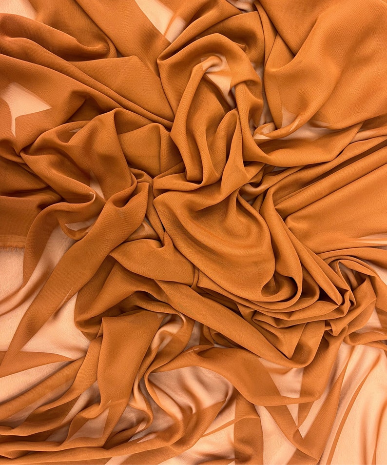 Rust Copper Chiffon Fabric by the Yard, Rust Silky Chiffon Fabric ...