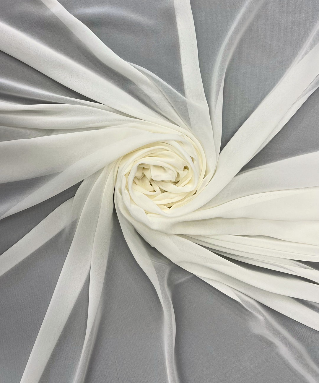 Ivory Chiffon Fabric by the Yard, Light Weight Ivory Sheer Chiffon ...