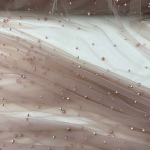 Pearl Tulle Fabric, Soft Tulle Lace Fabric With Pearls for Bridal Dress ...