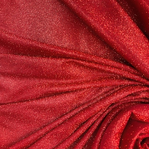 Red Lurex Glitter Fabric, Red Glitter Spandex Knit Fabric by the Yard ...