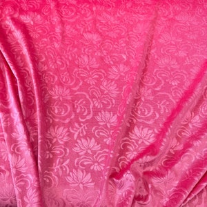 Pinkvelvet Fabric, Stretch Floral Velvet Fabric by the Yard, Stretch ...