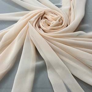 Beige Chiffon Fabric by the Yard, Neutral Silky Chiffon, Light Weight ...
