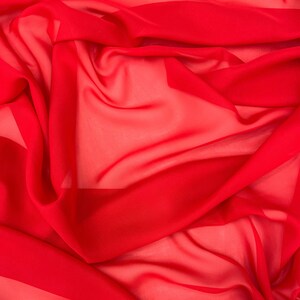Red Chiffon Fabric by the Yard, High Quality Silky Chiffon, Light ...