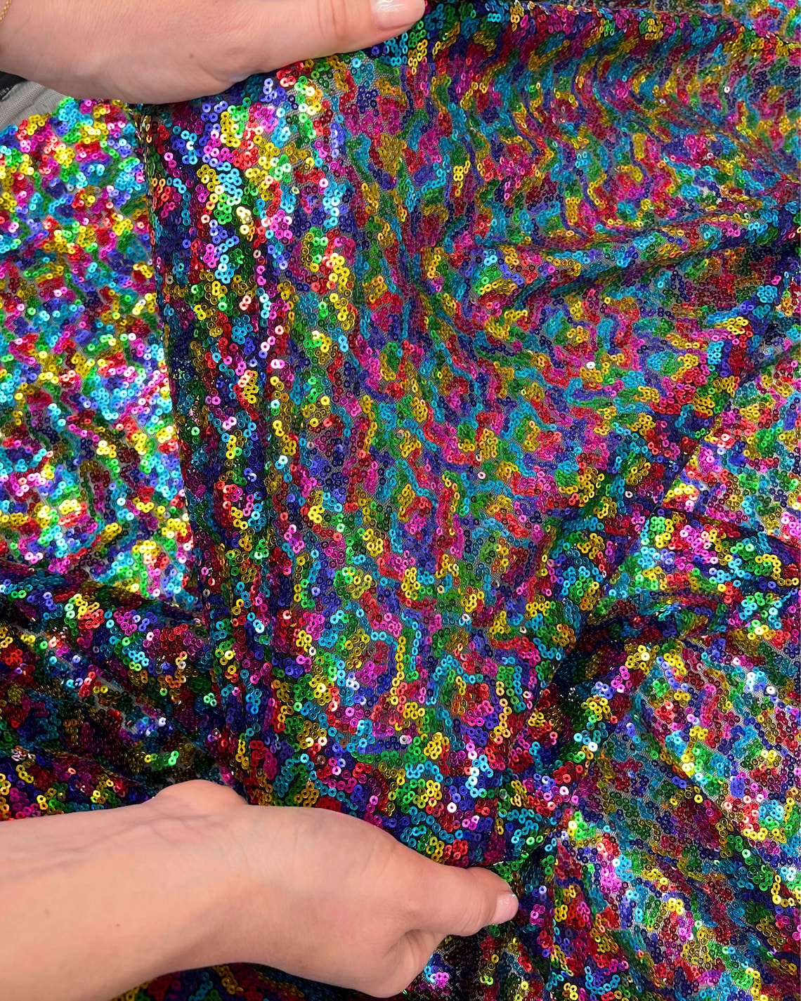 Rainbow Sequin Fabric by the Yard, Glitz Stretch Multicolor Sequins ...