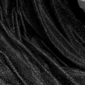Black Lurex Glitter Fabric, Black Glitter Spandex Knit Fabric by the ...