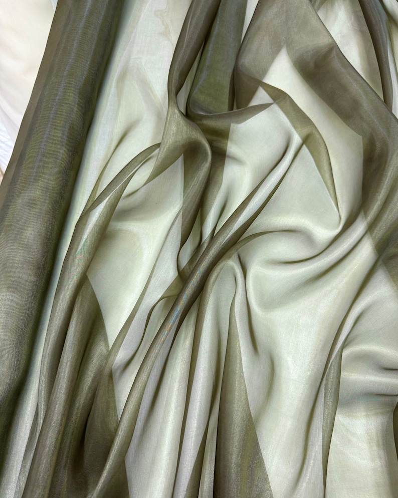 Olive Organza Fabric by the Yard, Olive Green Crystal Organza Fabric ...