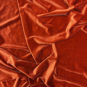 Burnt Orange Velvet Fabric, Stretch Velvet Fabric by the Yard, 4 Way ...