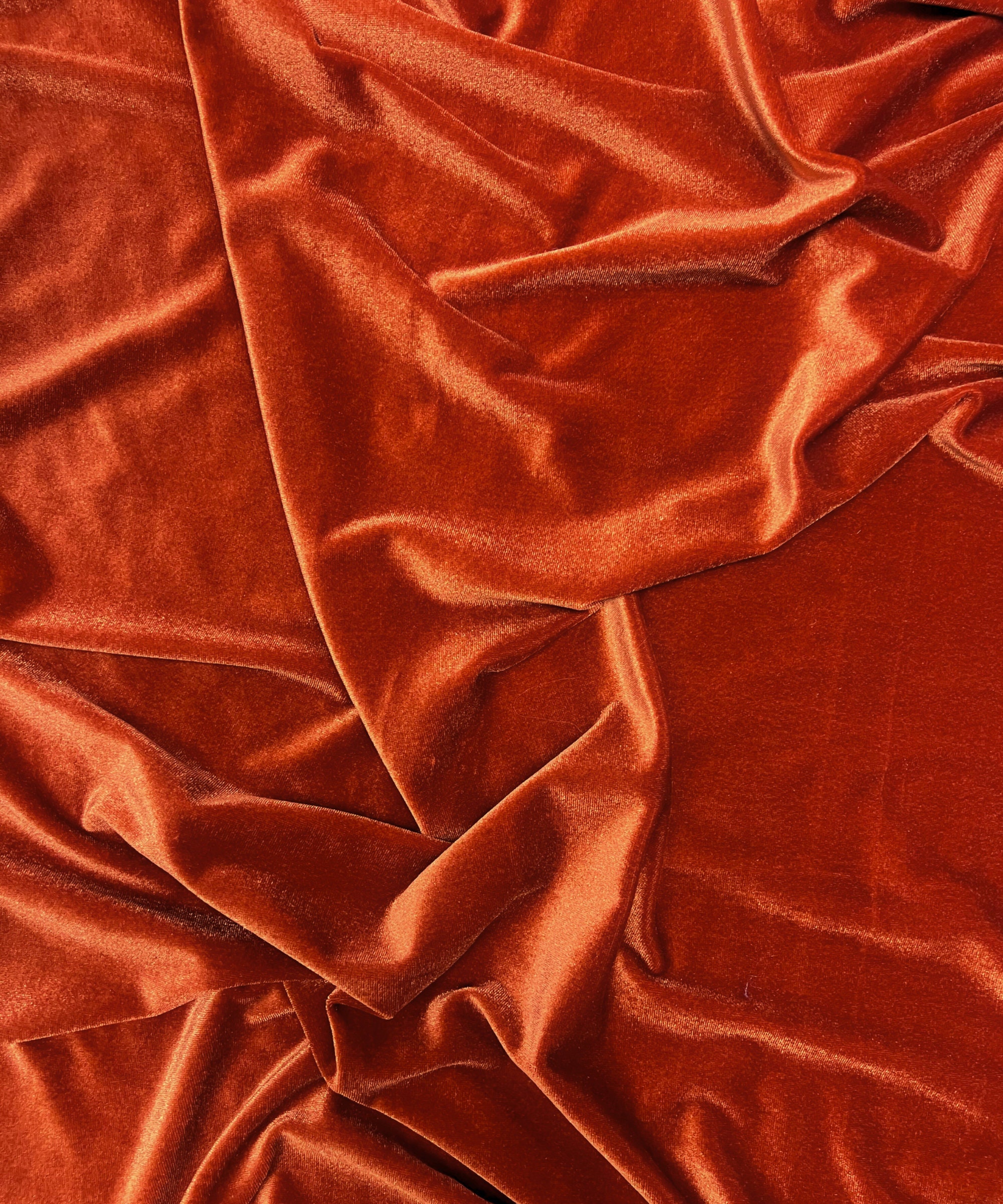Burnt Orange Velvet Fabric, Stretch Velvet Fabric by the Yard, 4 Way ...