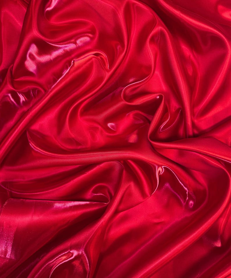 Red Liquid Satin Fabric by the Yard, Crystal Reflective Ultra Glossy ...
