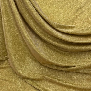 Gold Metallic Lurex Glitter Fabric, Gold Glitter Spandex Knit Fabric by ...