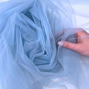 Light Blue Tulle Fabric by the Yard, Extra Soft and Matte Italian Tulle ...