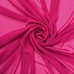Fuchsia Chiffon Fabric by the Yard, Hot Pink Silky Chiffon Fabric ...
