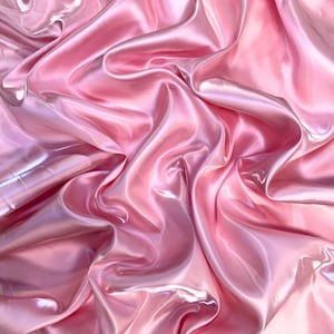 Baby Pink Liquid Satin Fabric by Yard, Crystal Reflective Ultra Glossy ...