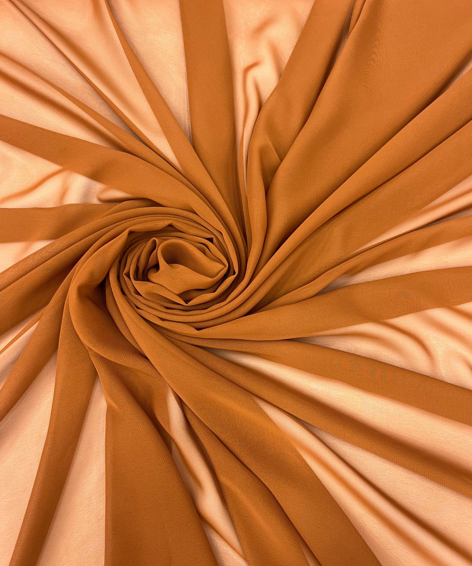 Rust Copper Chiffon Fabric by the Yard, Rust Silky Chiffon Fabric ...