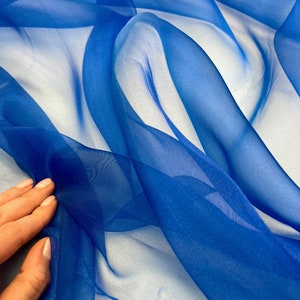 Royal Blue Organza Fabric by the Yard, Blue Crystal Organza Fabric ...