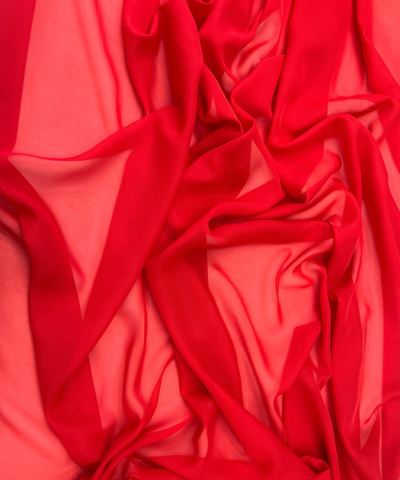 Red Chiffon Fabric by the Yard, High Quality Silky Chiffon, Light ...
