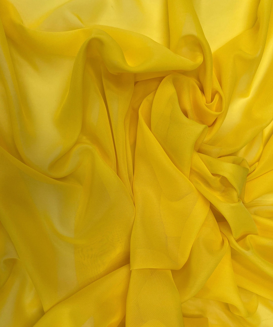Yellow Chiffon Fabric by the Yard, Matte Quality Yellow Silky Chiffon ...