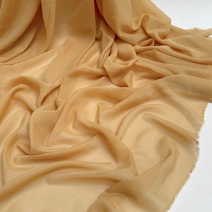 Beige Gold Chiffon by the Yard, Premium Quality Gold Silky Chiffon ...