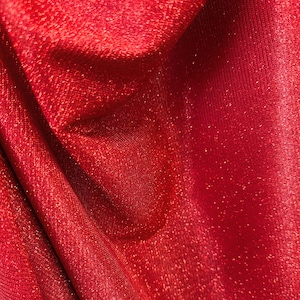 Red Lurex Glitter Fabric, Red Glitter Spandex Knit Fabric by the Yard ...