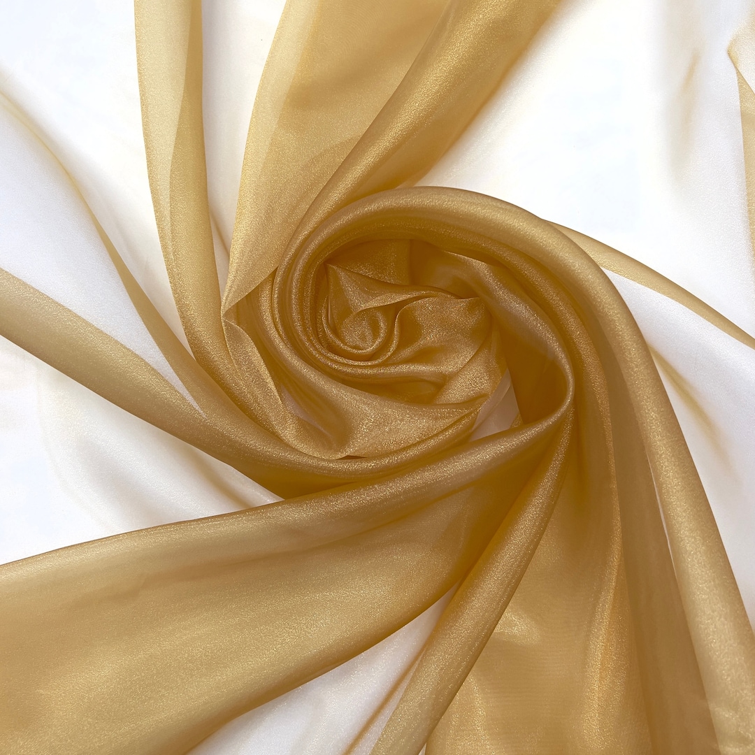 Gold Crystal Organza Fabric by the Yard, Gold Organza Fabric, Gold ...