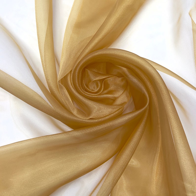 Gold Organza Fabric by the Yard, Gold Crystal Organza Fabric, Sheer ...
