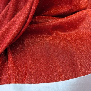 Red Lurex Glitter Fabric, Red Glitter Spandex Knit Fabric by the Yard ...