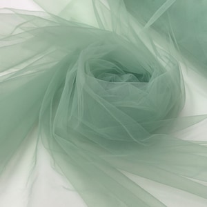 Sage Green Tulle Fabric by the Yard, Extra Soft and Matte Italian Tulle ...